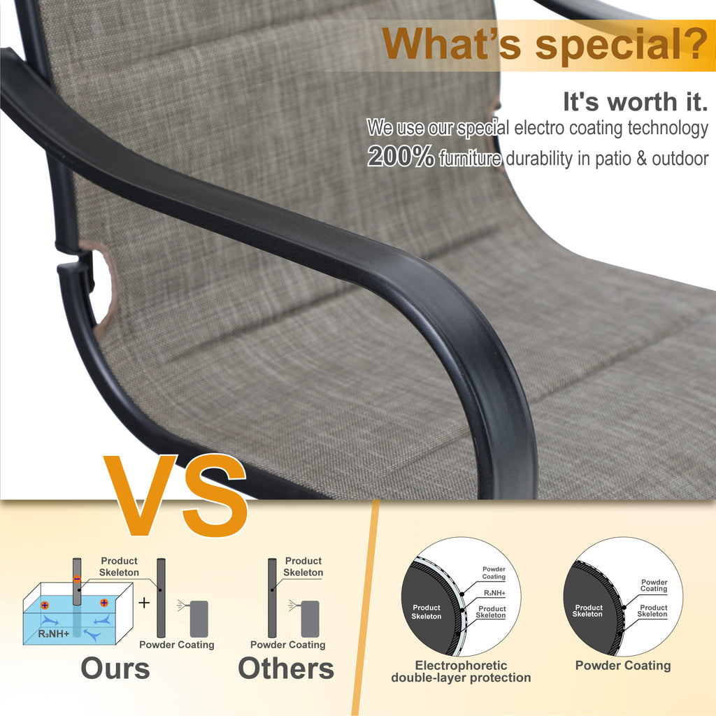 Classic Padded Textilene C-Spring Patio Chairs – AlphaMarts