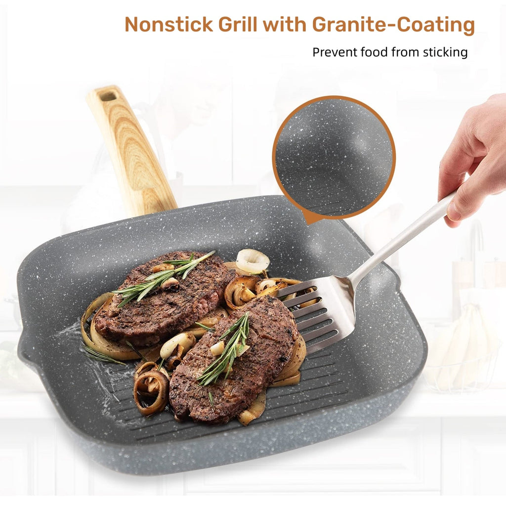 Induction Nonstick Granite-Coating 17 Piece Cookware Set-Kitchen ...