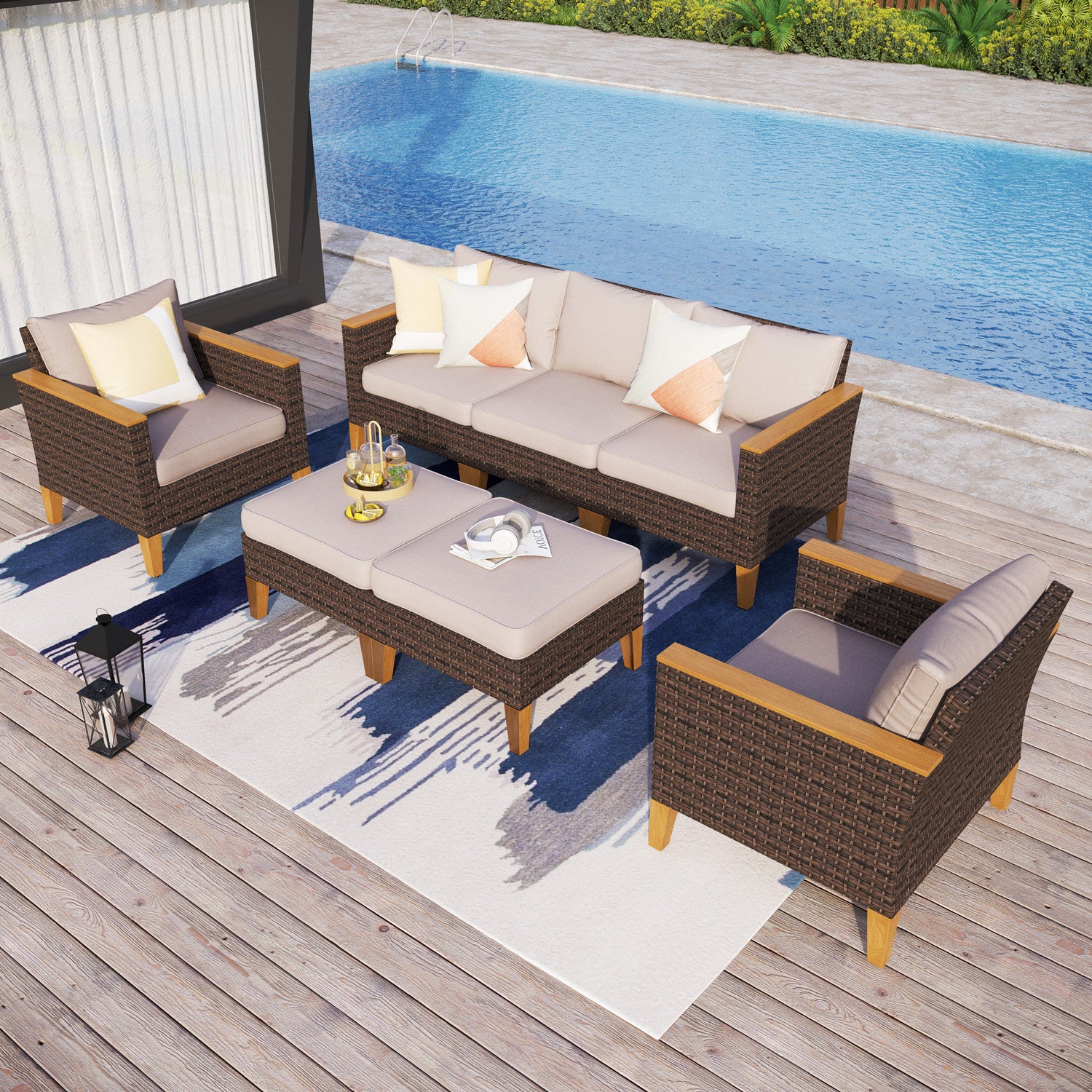 7-Piece Luxury Rattan Outdoor Sofa Sectional – AlphaMarts