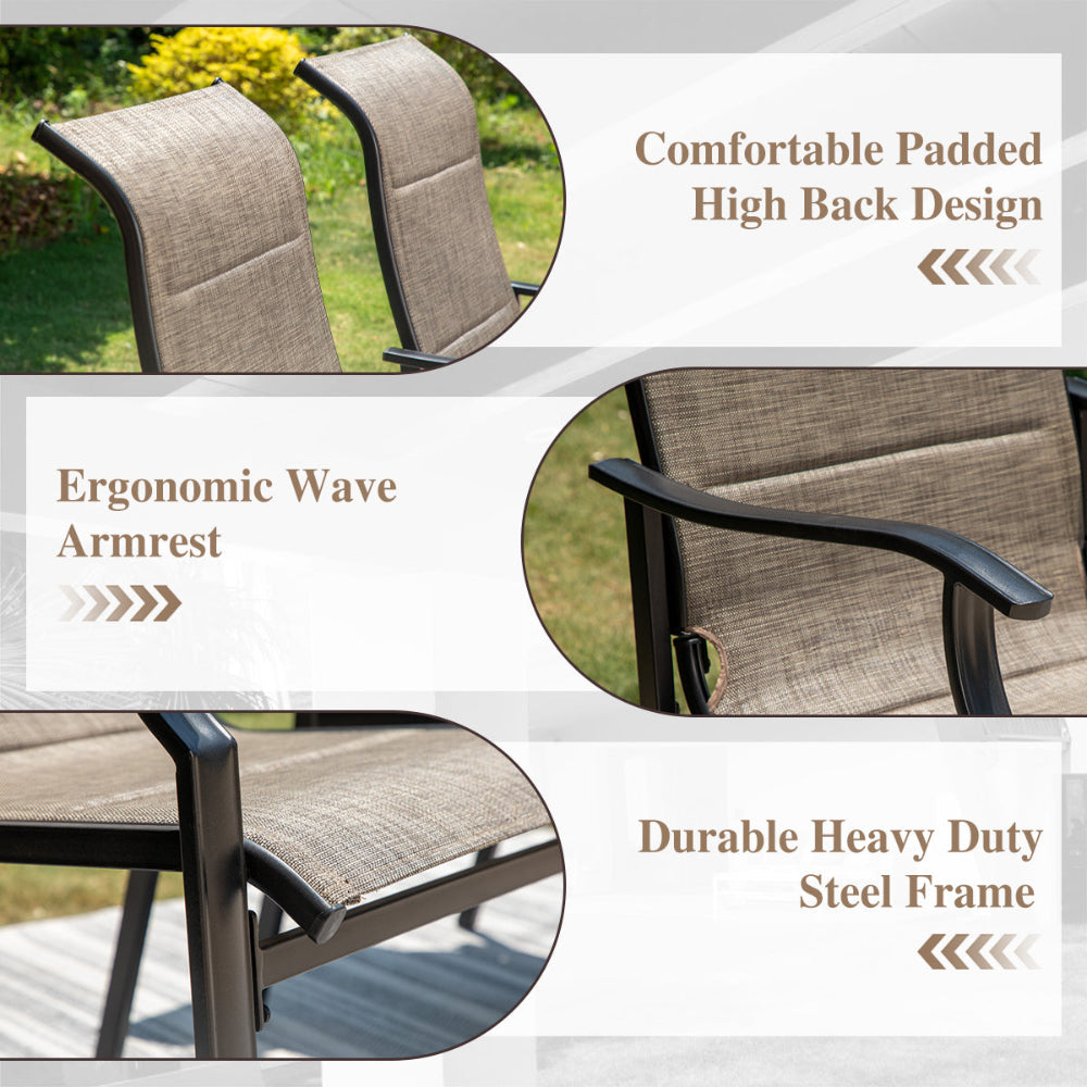 Sling Fabric High-back Padded Patio Fixed Chairs-PHI VILLA – AlphaMarts