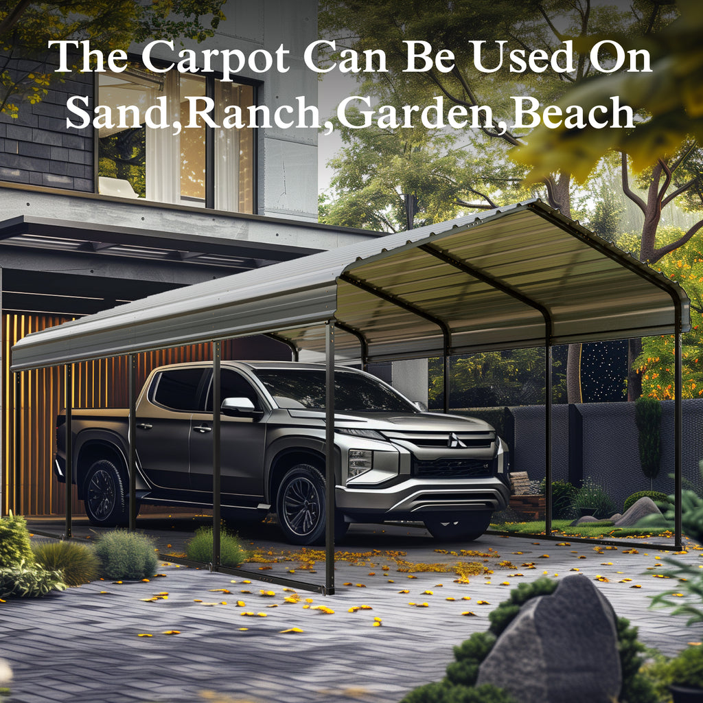 PHI VILLA Heavy Duty Carport with Galvanized Steel Roof Multi-Purpose ...