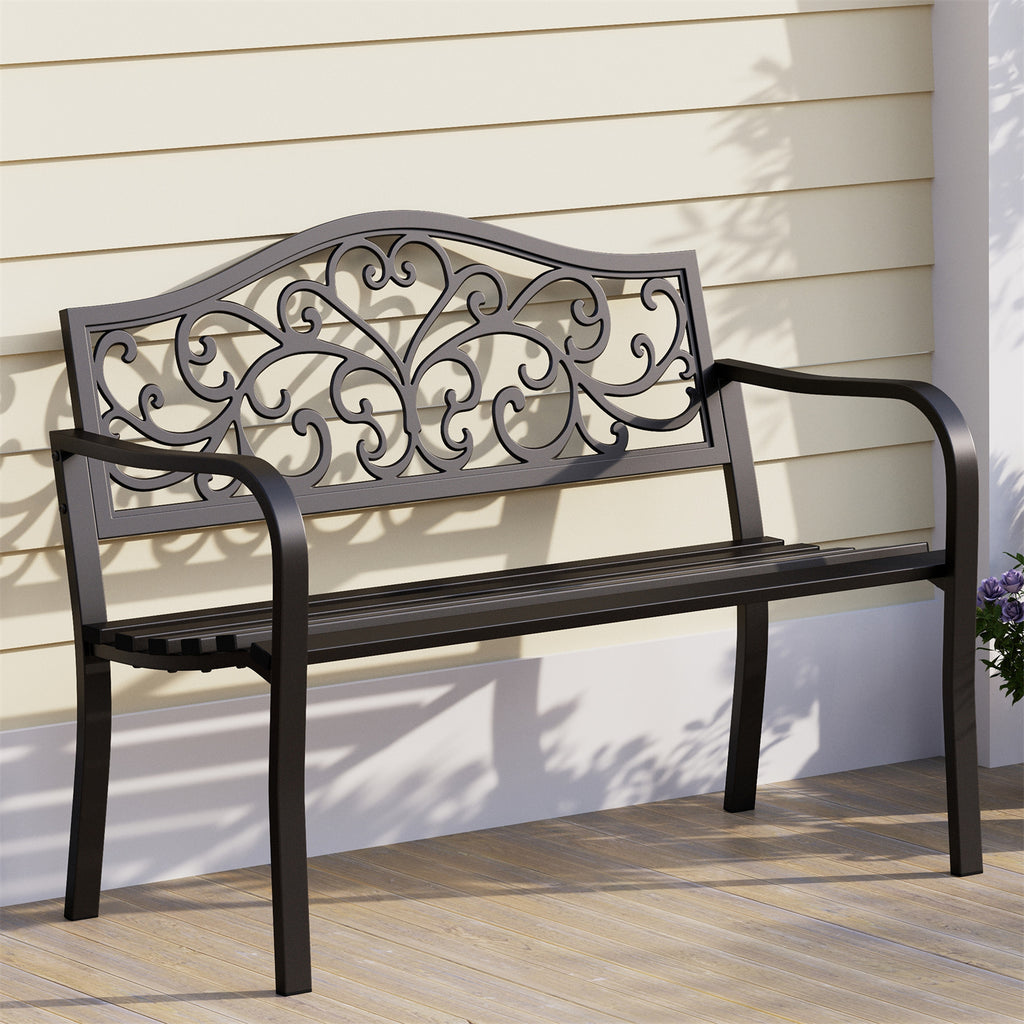 MFSTUDIO Black Outdoor Bench Set - Built to Last and Easy to Assemble ...