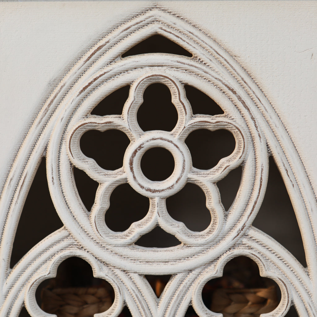 Warm White Hollowed Church Window Accent Cabinet-MFSTUDIO – AlphaMarts
