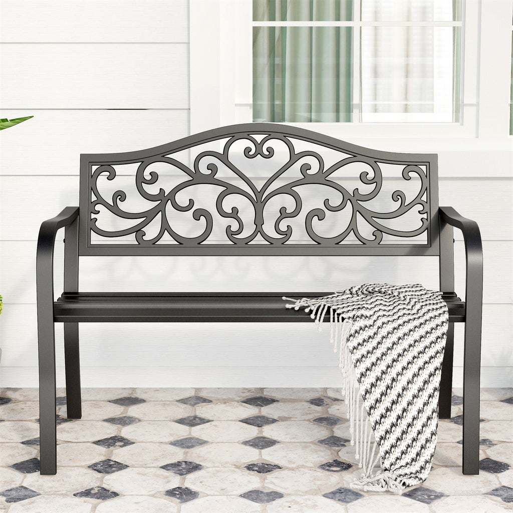 MFSTUDIO Black Outdoor Bench Set - Built to Last and Easy to Assemble ...