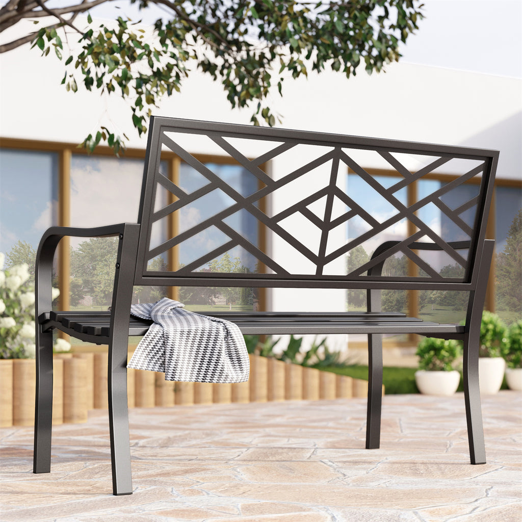 MFSTUDIO Black Outdoor Bench Set - Built to Last and Easy to Assemble ...