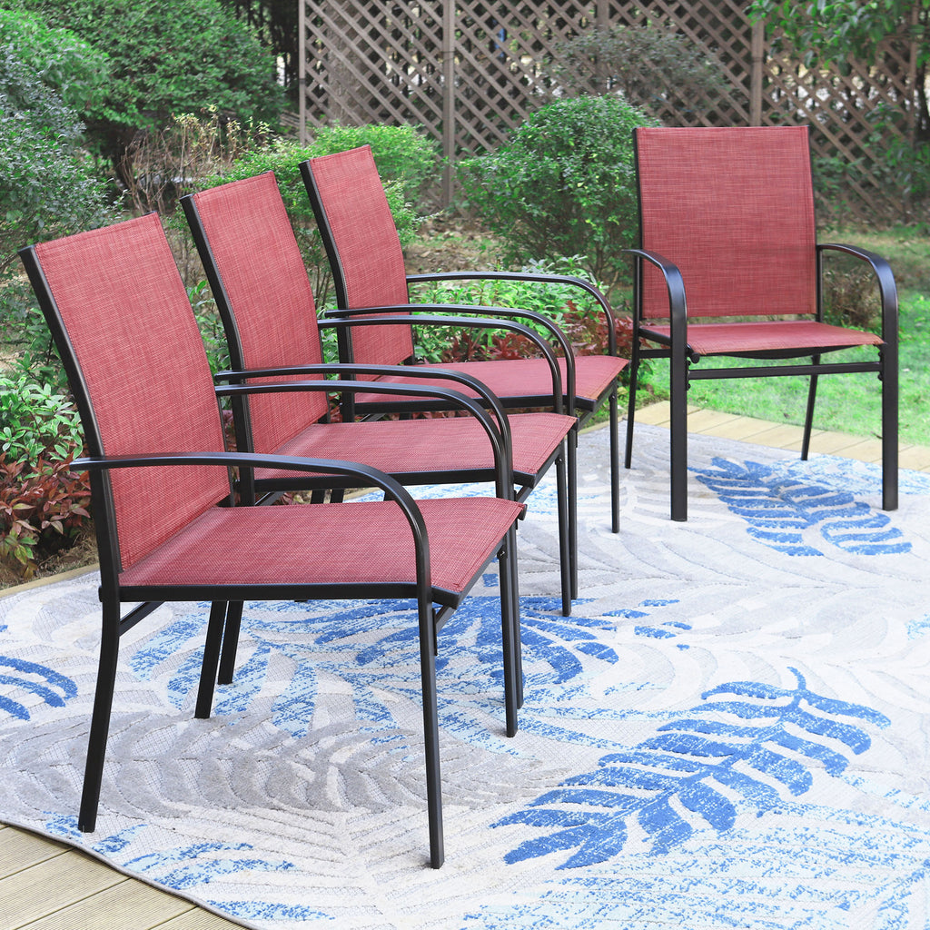 Phi Villa Colorful Patio Textilene Fixed Dining Chairs – AlphaMarts