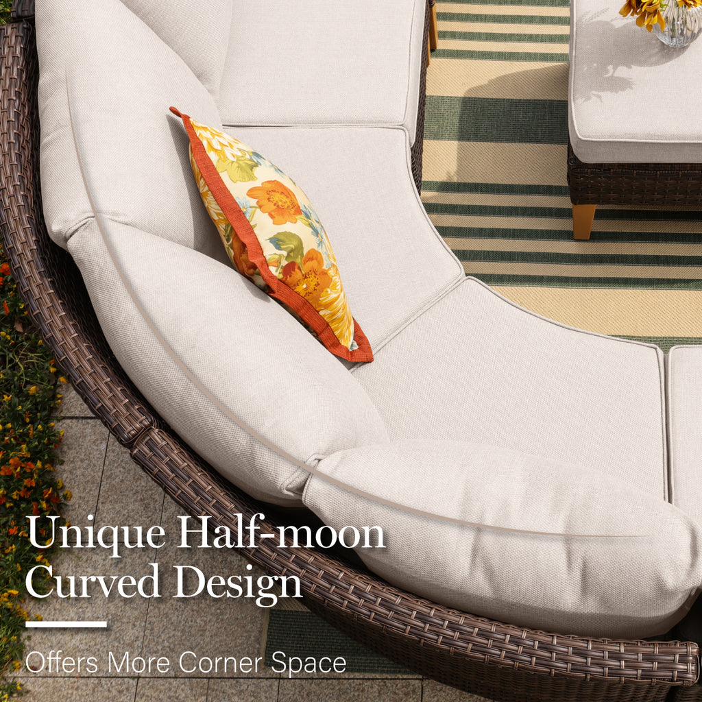 9-Piece Rattan Half-Moon Curved Luxury Outdoor Sofa Sectional-PHI VILLA – AlphaMarts
