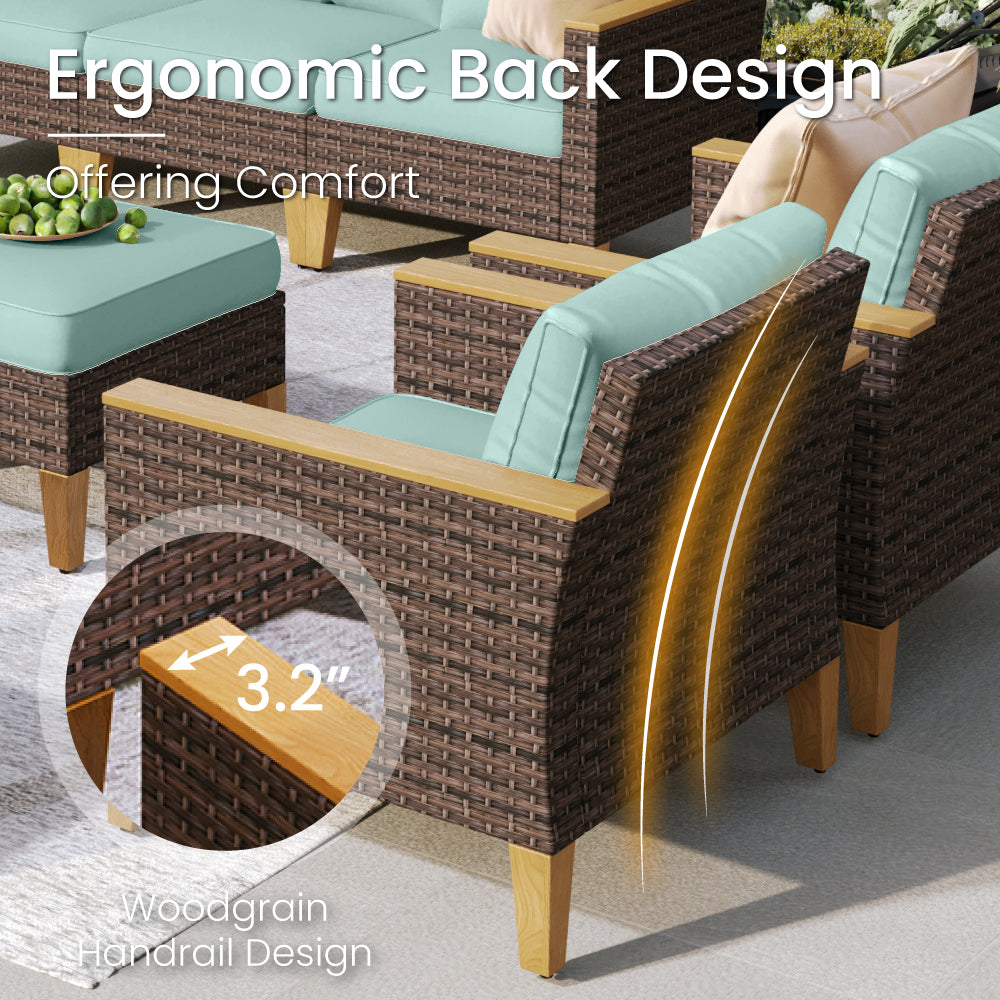 9-Piece Rattan Half-Moon Curved Luxury Outdoor Sofa Sectional-PHI VILLA ...