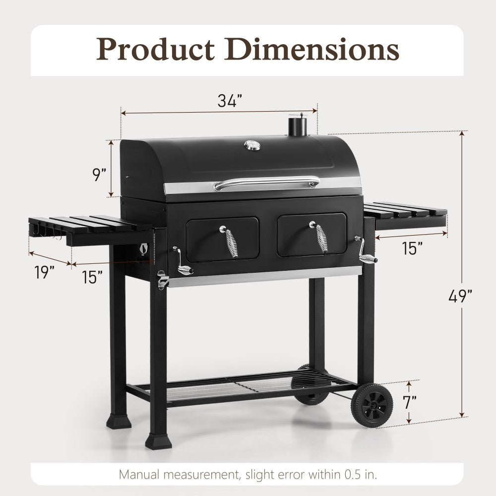 Classic Charcoal BBQ Grill with Liftable Enamel Trays-Captiva Designs ...