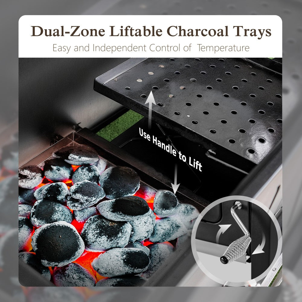 Classic Charcoal BBQ Grill with Liftable Enamel Trays-Captiva Designs ...