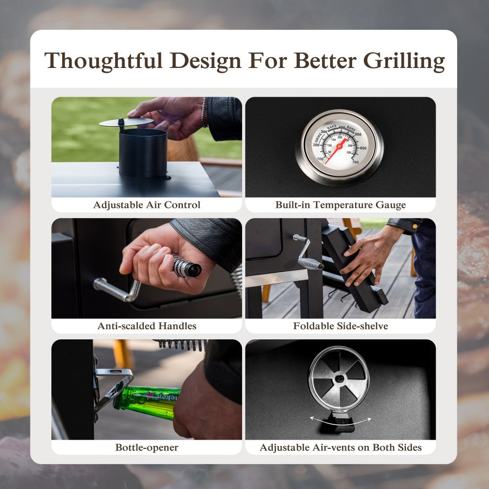 Classic Charcoal BBQ Grill with Liftable Enamel Trays-Captiva Designs ...