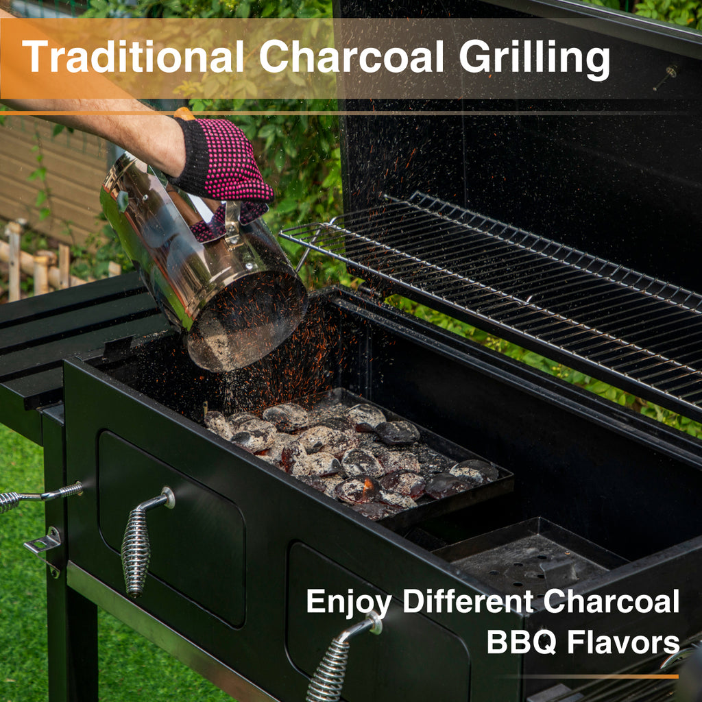 Charcoal Patio Grill with Liftable Enamel Charcoal Trays -Captiva ...