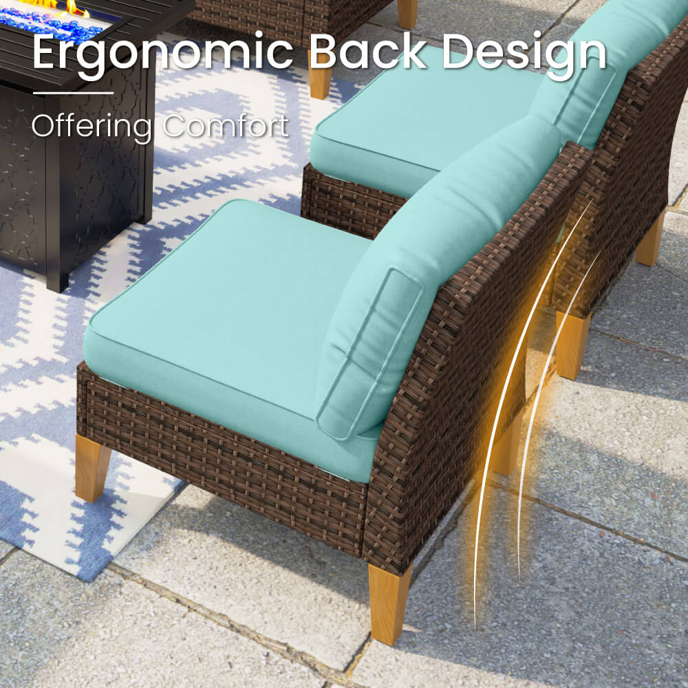 Luxurious Half-moon Rattan Sofa with 56" Rattan Fire Pit Table-PHI ...