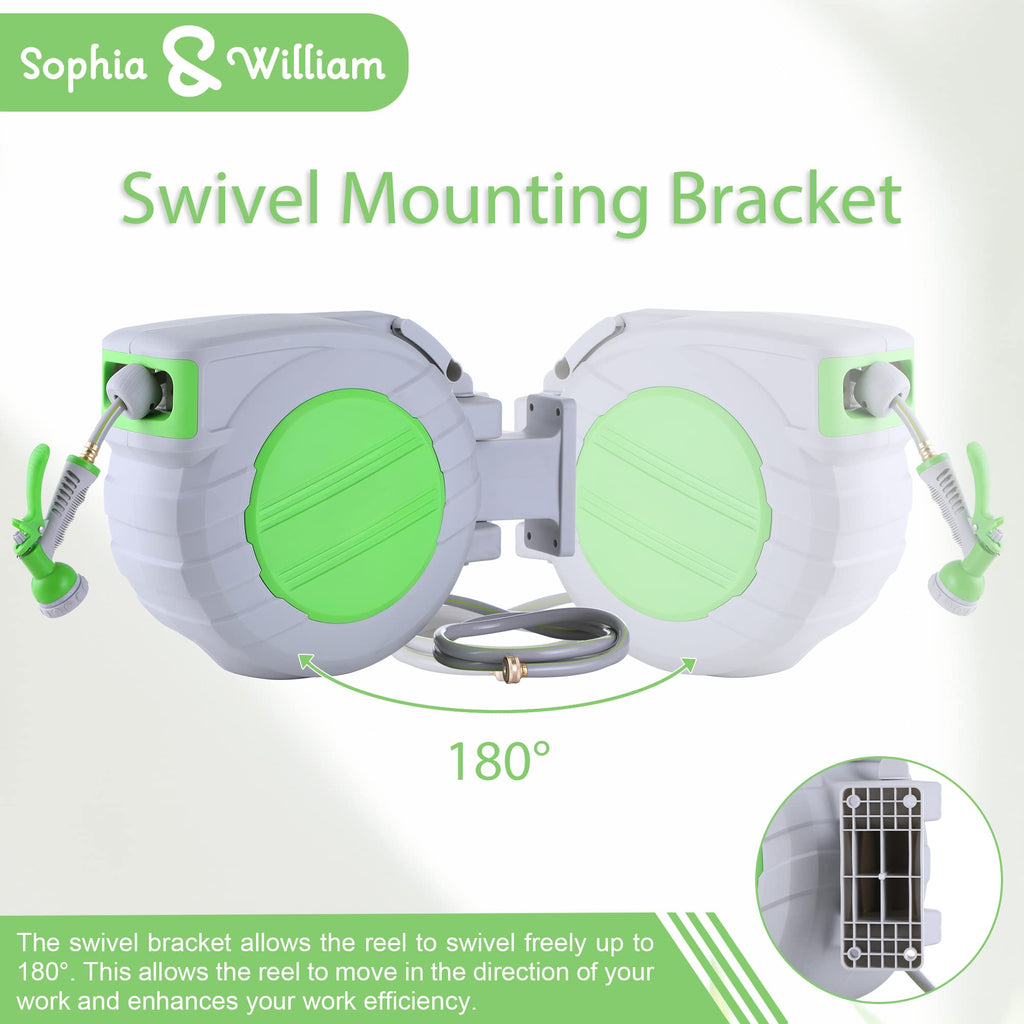 Retractable Mounted Garden Hose Reel 1/2"x 100+6 ft-Sophia & William ...