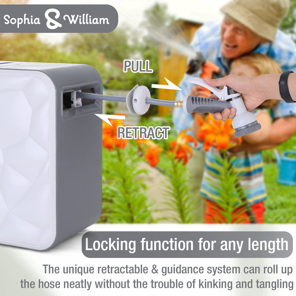 Retractable Mounted Garden Hose Reel 1/2"x 100+6 ft-Sophia & William ...