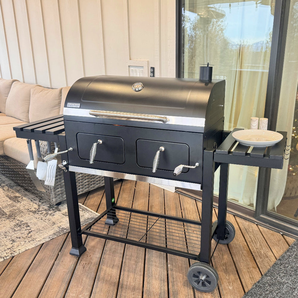 Classic Charcoal BBQ Grill with Liftable Enamel Trays-Captiva Designs ...