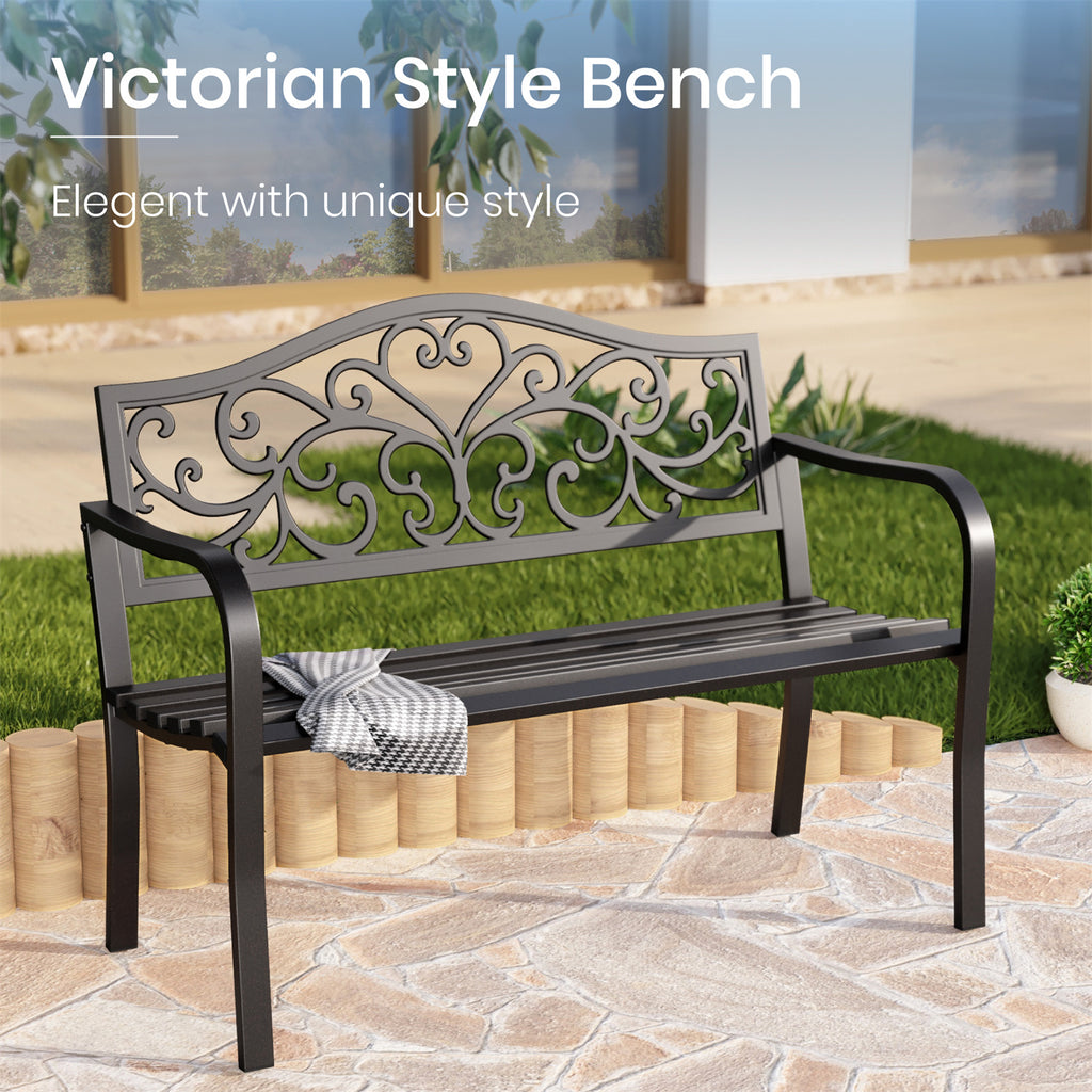 MFSTUDIO Black Outdoor Bench Set - Built to Last and Easy to Assemble ...