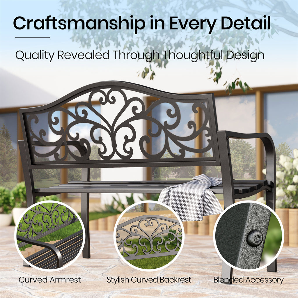 MFSTUDIO Black Outdoor Bench Set - Built to Last and Easy to Assemble ...