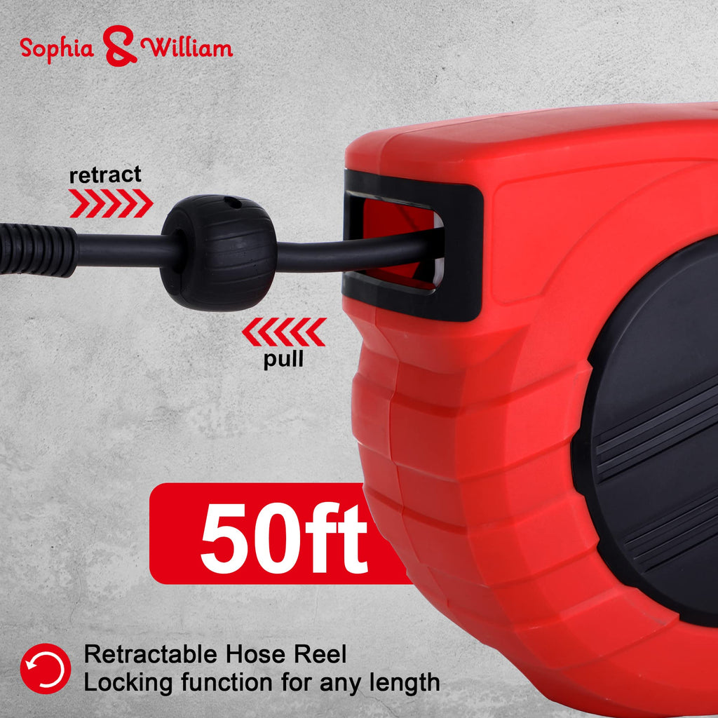Retractable Mounted Garden Hose Reel 1/2"x 100+6 ft-Sophia & William ...