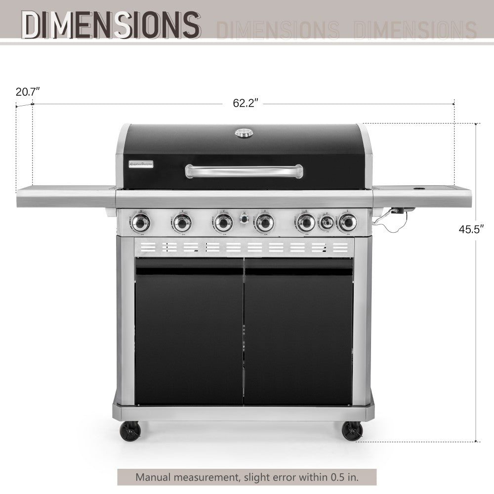 6-Burner 740 sq.in. Extra Large Gas BBQ Grill with Griddle & Side Burn ...