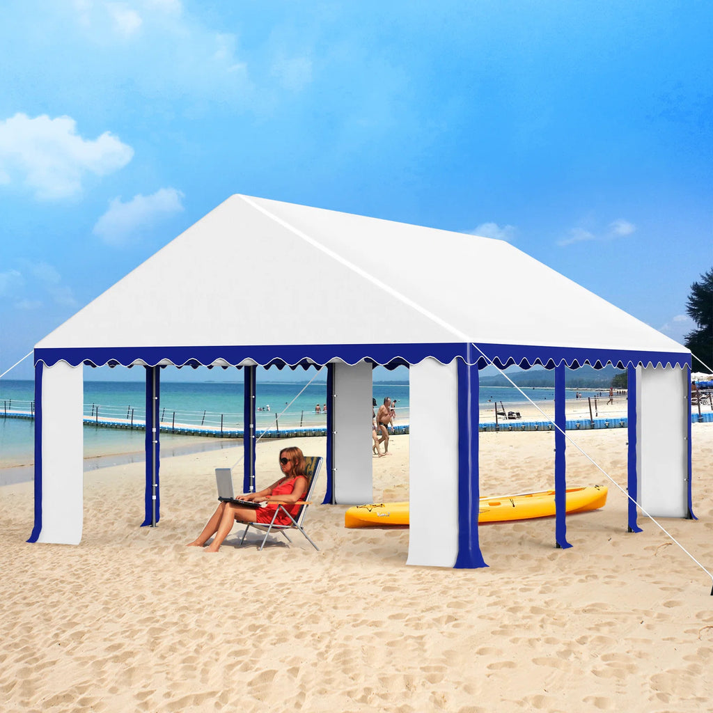 PHI VILLA 16'x20' White Scalloped Valance Party Tent Canopy Shelter wi ...