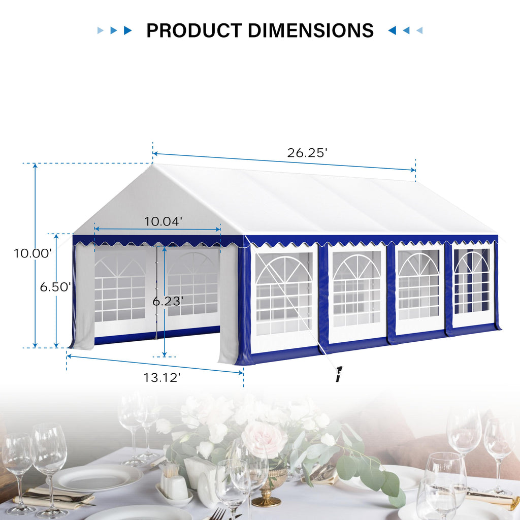 PHI VILLA 13'x26' Scalloped Valance Party Tent Canopy Shelter with Hea ...