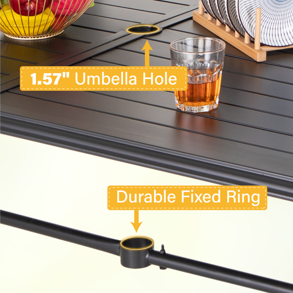 7-Piece Patio Dining Set Bowed-bar Table & Stylish Steel Chairs ...