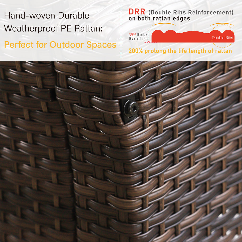 Thick-cushion Patio Rattan Sofa Set with Rattan Fire Pit Table-MFSTUDIO ...