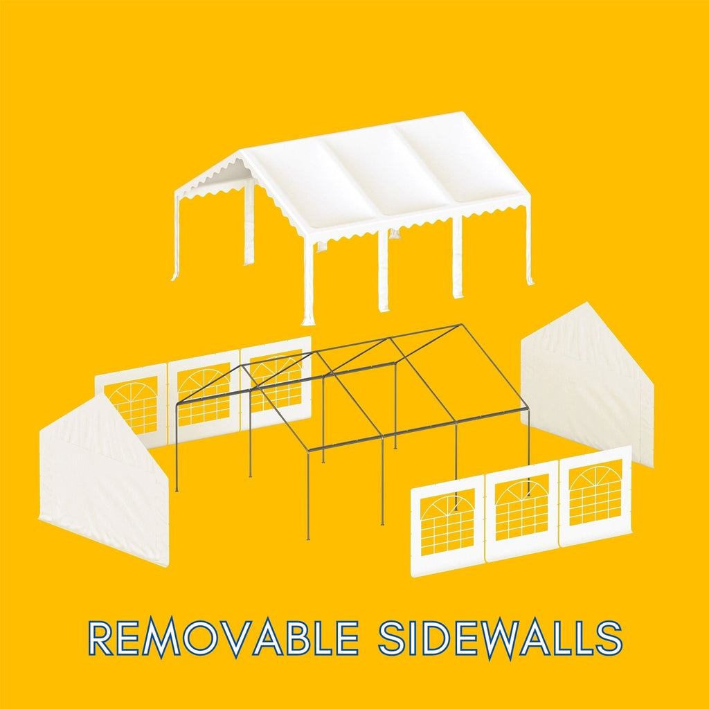 PHI VILLA 16'x20' White Scalloped Valance Party Tent Canopy Shelter wi ...